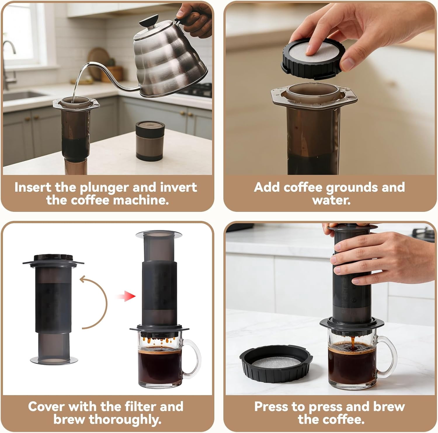 UYWGF-2 Pack Reusable Metal Coffee Filter, Stainless Steel Double Layer ...