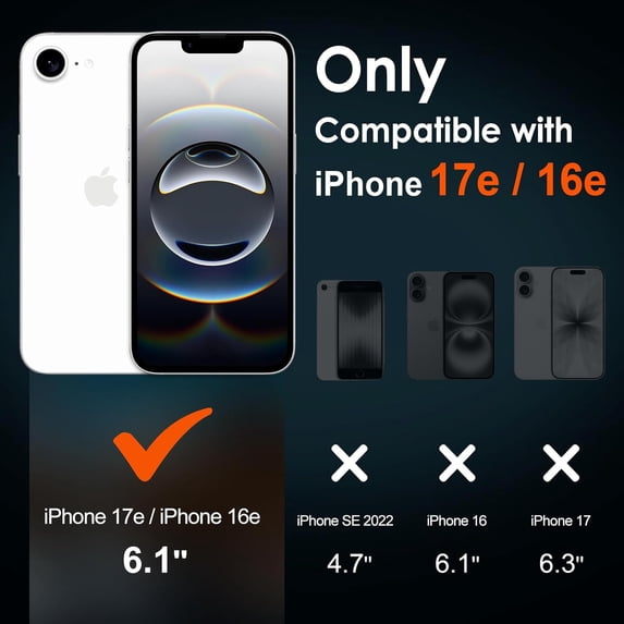 UYWGF-3-in-1 Clear Case Designed for iPhone 16e /17e 6.1" with 2 Pack ...