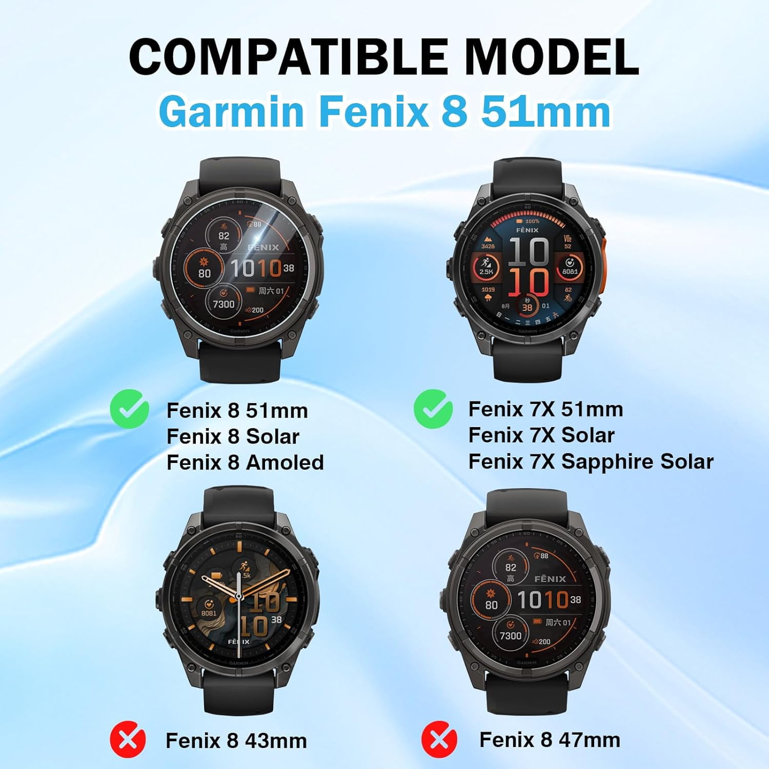 UYWGF-4 Pack Compatible for Garmin Fenix 8 51mm Screen Protector ...