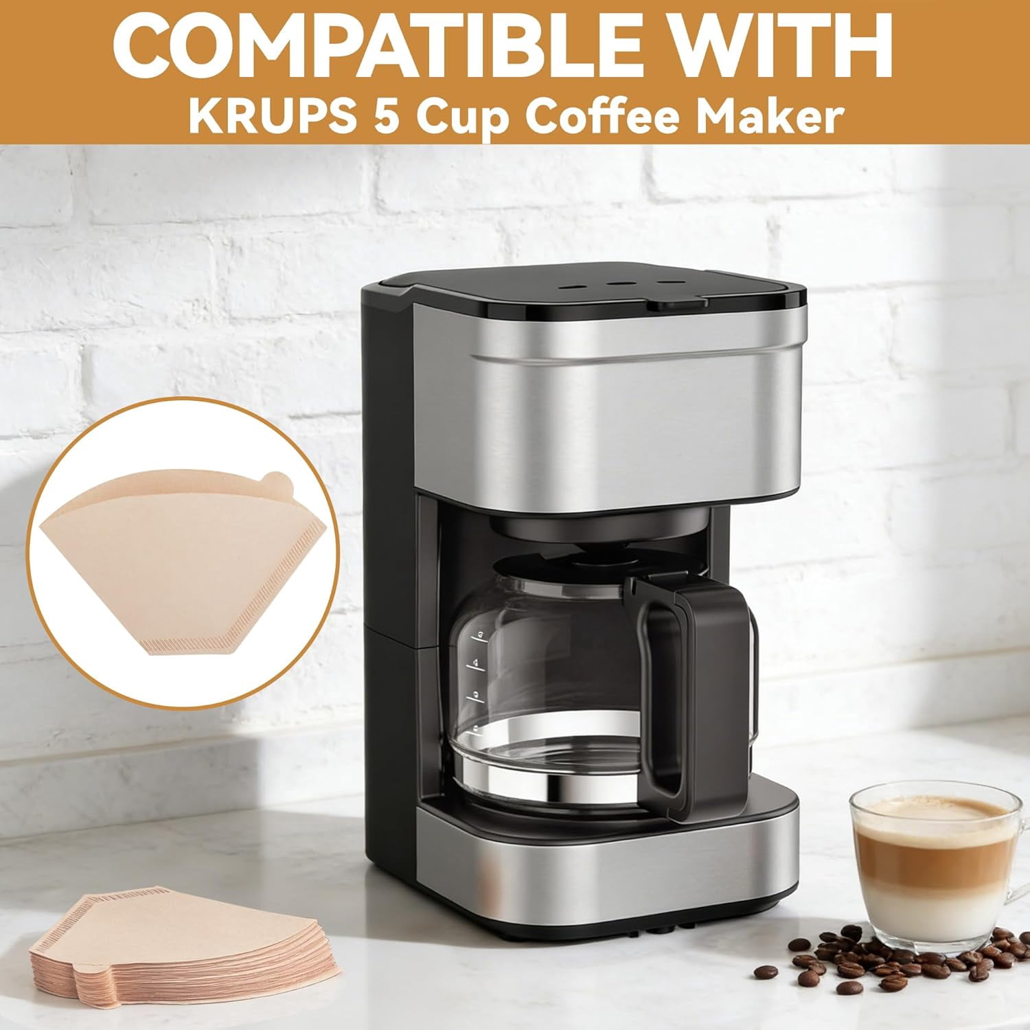 UYWGF-Cone Coffee Filters Compatible with KRUPS Coffee Makers, 100 Pcs ...