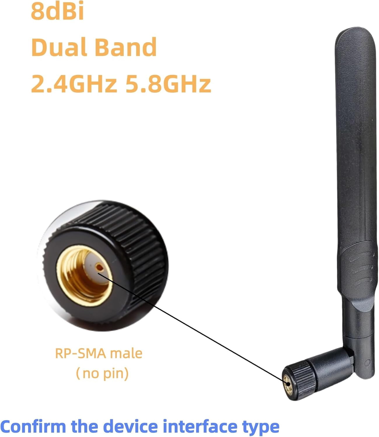 UYWGF-Dual Band WiFi Antenna 2.4GHz 5.8Ghz 8dBi WiFi RP-SMA Male ...
