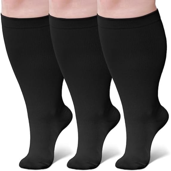 UZMOG 3 Pack Plus Size Compression Socks for Women & Men, Extra Wide ...