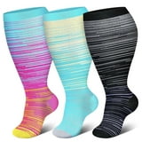 UZMOG 3 Pack Plus Size Compression Socks for Women & Men, Extra Wide ...