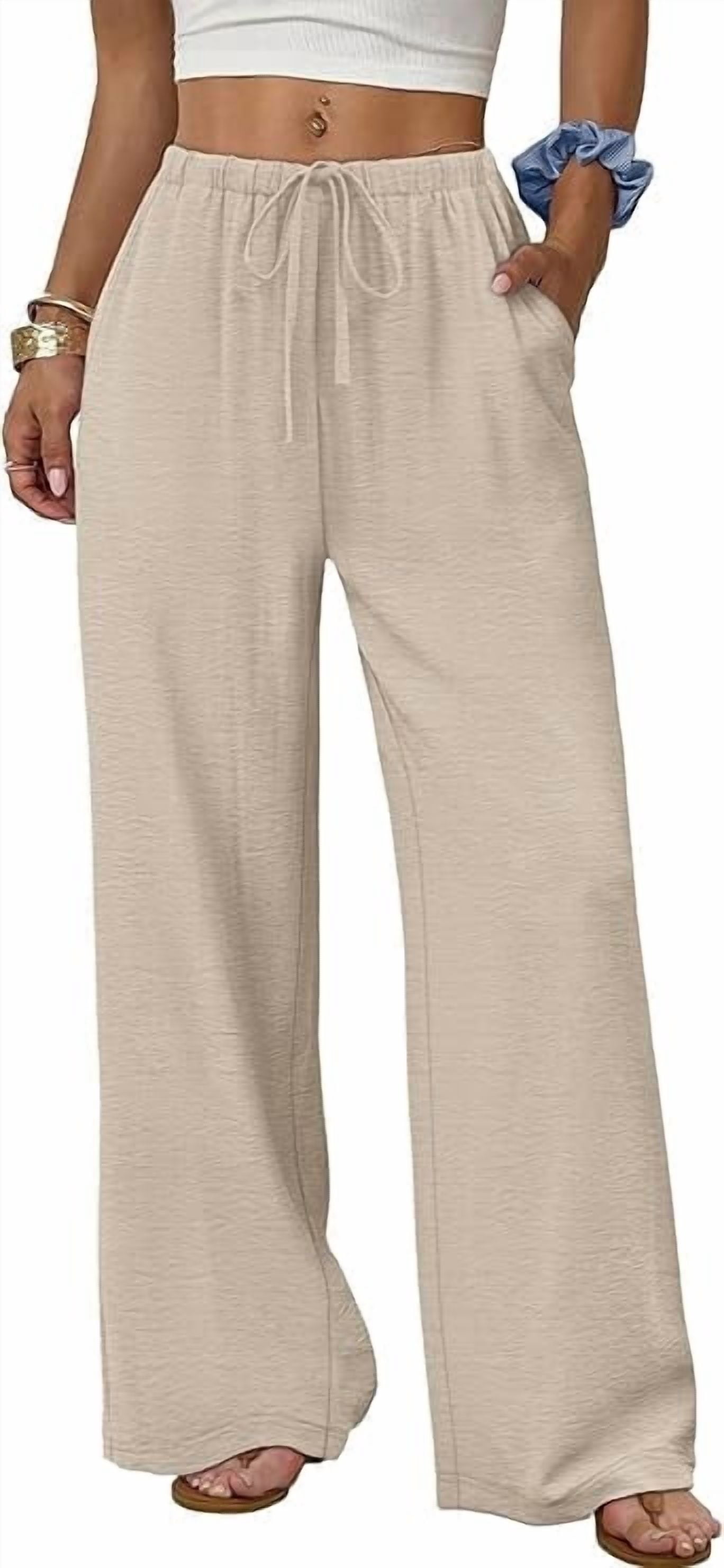 UZMOG Palazzo Pants for Women, Wide Leg Pants with Pockets Woman Flowy ...