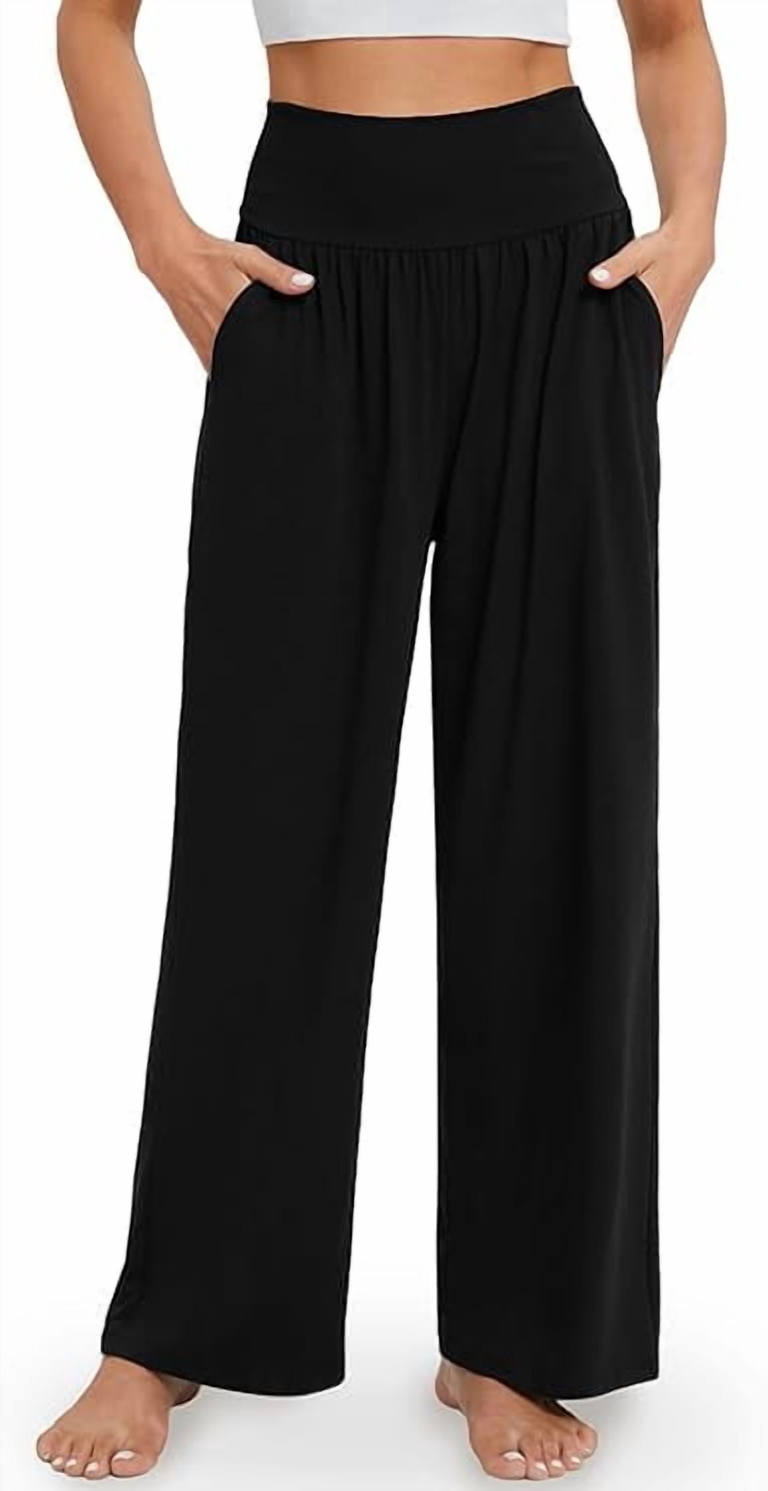 UZMOG Wide Leg Pants Woman, Yoga Pants with Pockets Palazzo Pants for ...