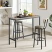 3-Piece Counter High Bar Table Set with Socket and 2 Fabric Padded Bar ...