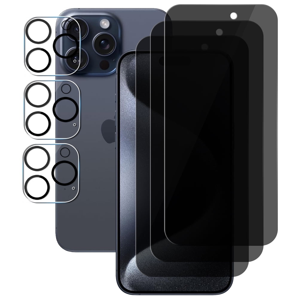 UZWZW iPhone 15 Pro Max (6.7") Anti Spy Tempered Glass & Lens Protector ...