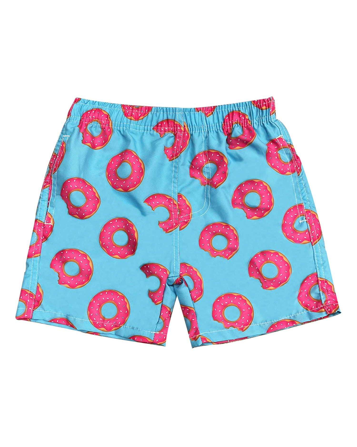 UZZI Kids Swim Shorts Fast Dry Fun Donut Print, Blue Donut, Size: 6-8 ...