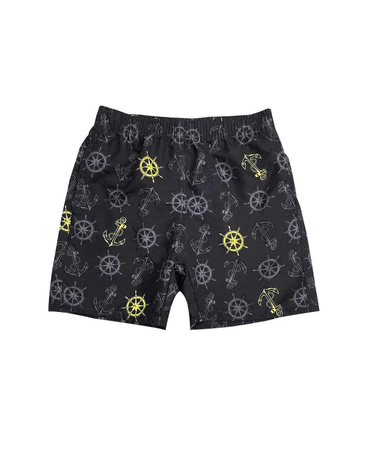 UZZI Kids Swim Shorts Fast Dry Fun Nautical Print, Black Nautical, Size ...