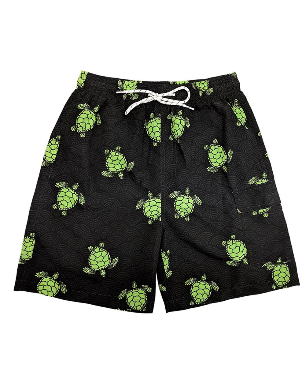 UZZI Kids Swim Shorts Fast Dry Fun Print, Black Turtles, Size: 2-4 ...