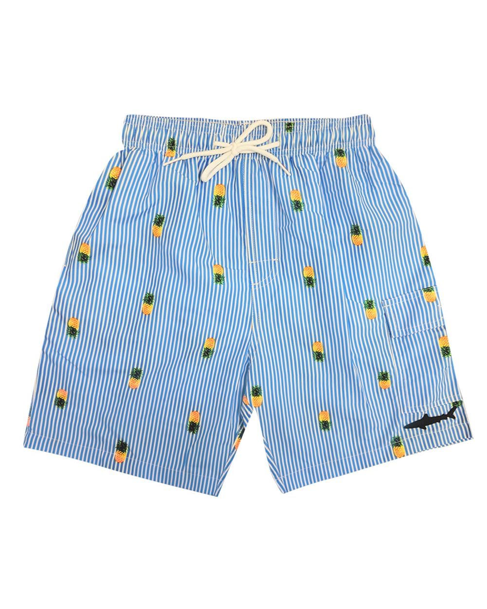 UZZI Kids Swim Shorts Fast Dry Fun Print, Blue Pineapple, Size: 6-8 ...
