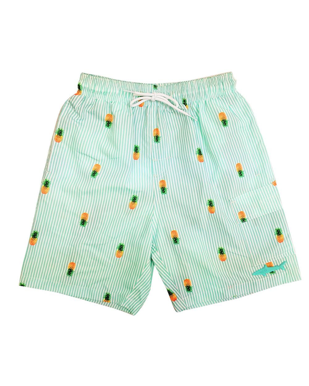 UZZI Kids Swim Shorts Fast Dry Fun Print, Green Pineapple, Size: 8-10 ...