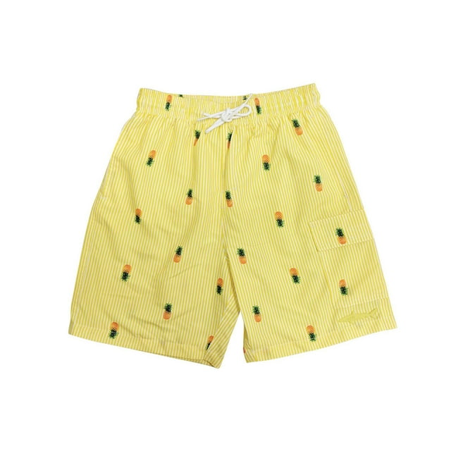 UZZI Kids Swim Shorts Fast Dry Fun Print, Yellow Pineapple, Size: 2-4 ...