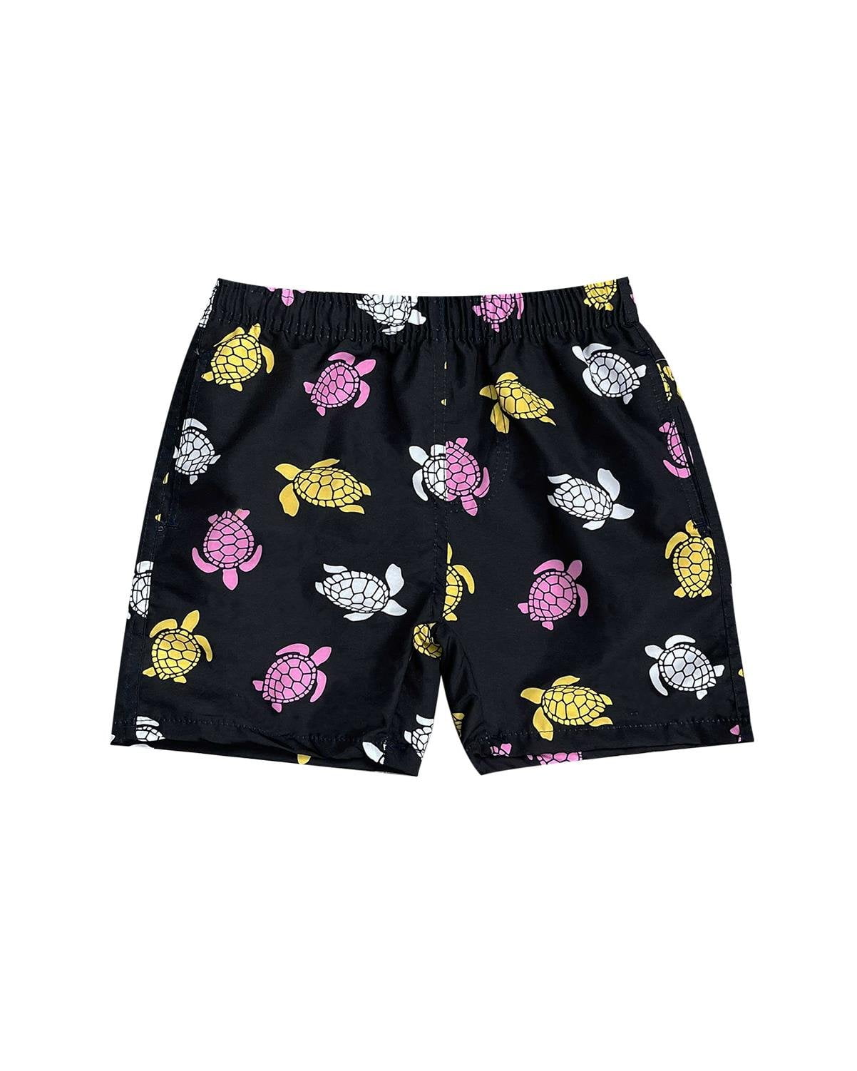 UZZI Kids Swim Shorts Fast Dry Fun Turtle Print, Black Multi Turtles ...