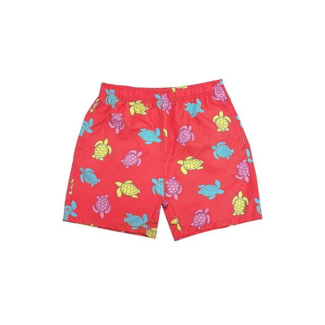 UZZI Kids Swim Shorts Fast Dry Fun Turtle Print, Red Multi Turtles ...