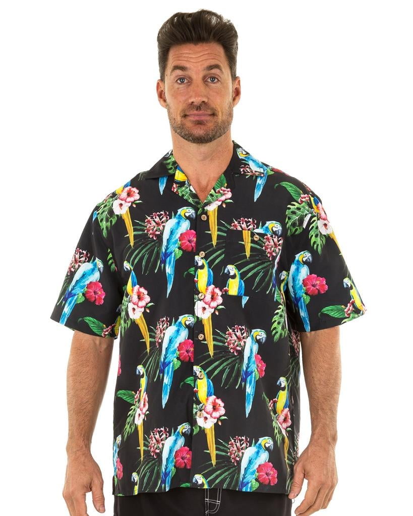 UZZI Mens Hawaiian Casual Button Down Short Sleeve Beach Surf Aloha ...