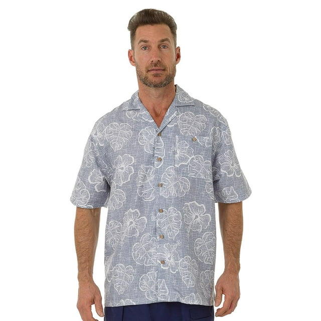 UZZI Mens Hawaiian Casual Button Down Short Sleeve Beach Surf Aloha ...