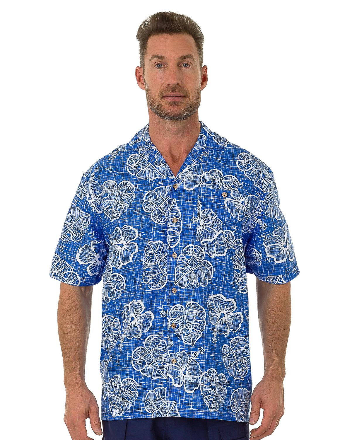 UZZI Mens Hawaiian Casual Button Down Short Sleeve Beach Surf Aloha ...