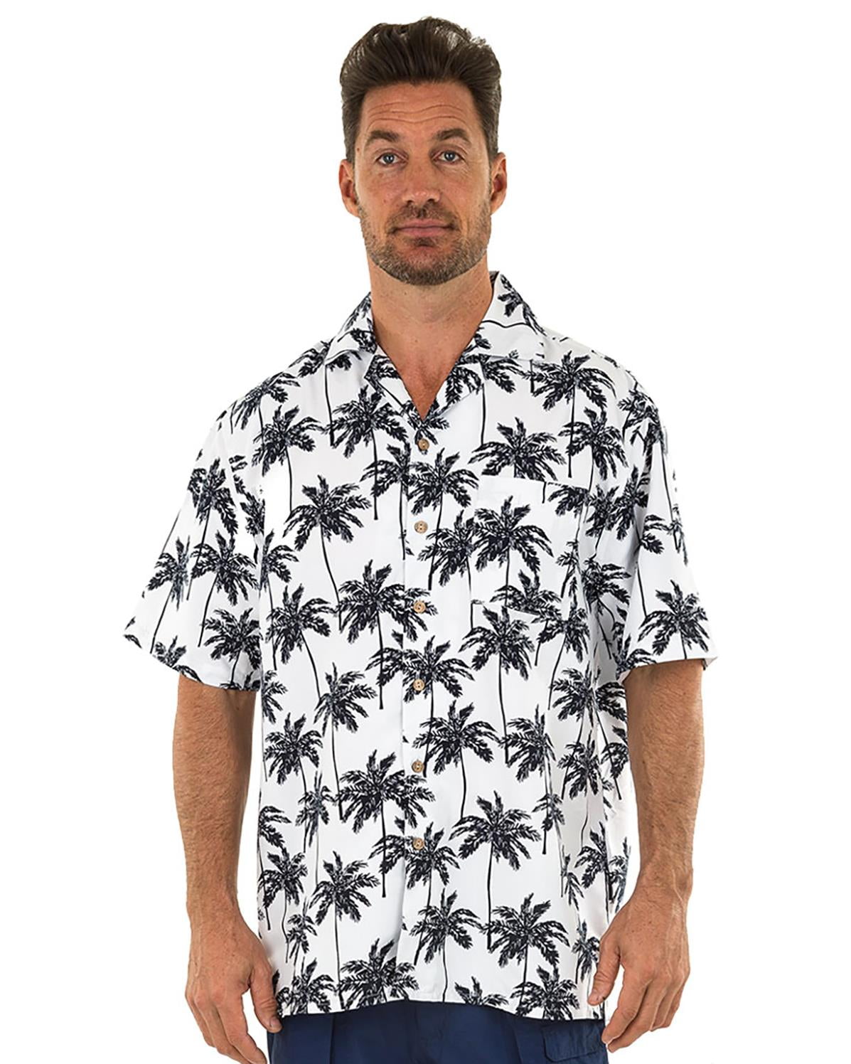 UZZI Mens Hawaiian Casual Button Down Short Sleeve Beach Surf Aloha ...