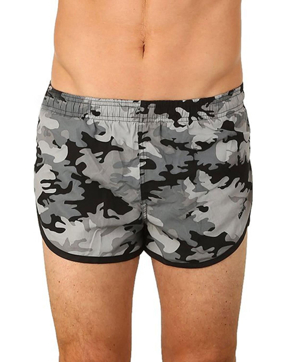 UZZI Mens Swim Trunks Nylon Boxer Shorts Running Shorts, Camo Black ...