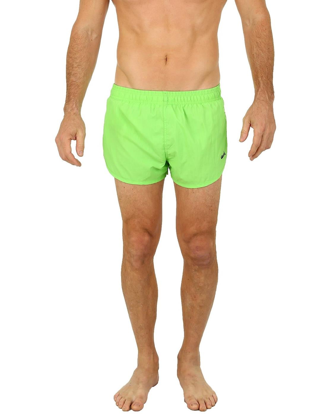UZZI Mens Swim Trunks Nylon Boxer Shorts Running Shorts, Green, Size ...