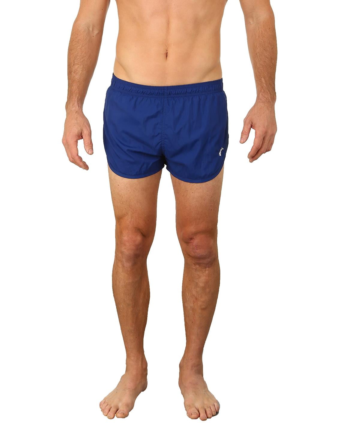 UZZI Mens Swim Trunks Nylon Boxer Shorts Running Shorts, Navy, Size ...