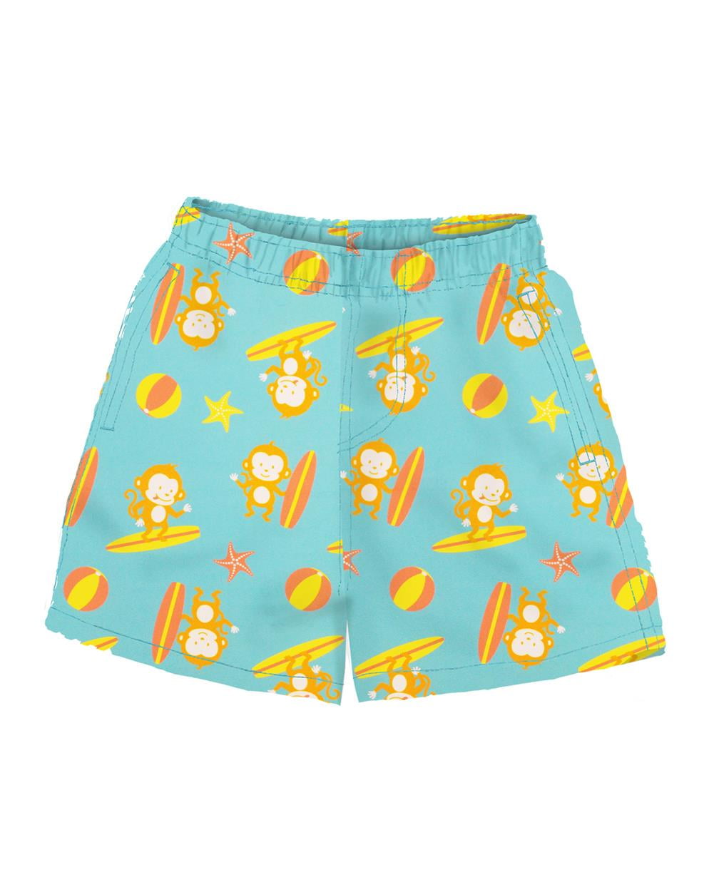 UZZI Toddler Swim Shorts Fast Dry Fun Print, Aqua Monkey, Size: 4T ...