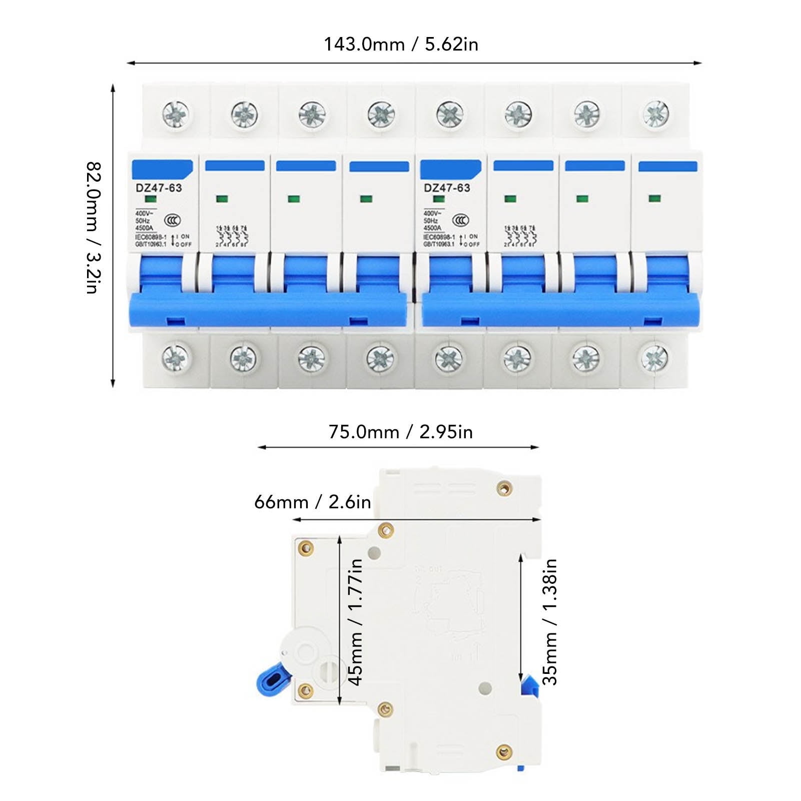 Uadme 4P Miniature Circuit Breaker-Mounted Circuit Breaker Dual Power ...