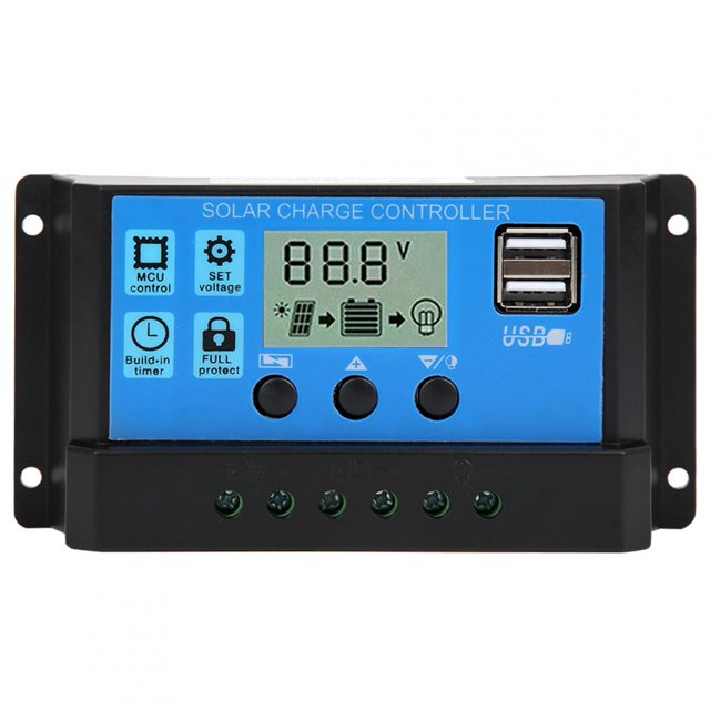 Uadme Solar Regulator - 40A Blue Regulator Automatic PWM LCD Charging ...
