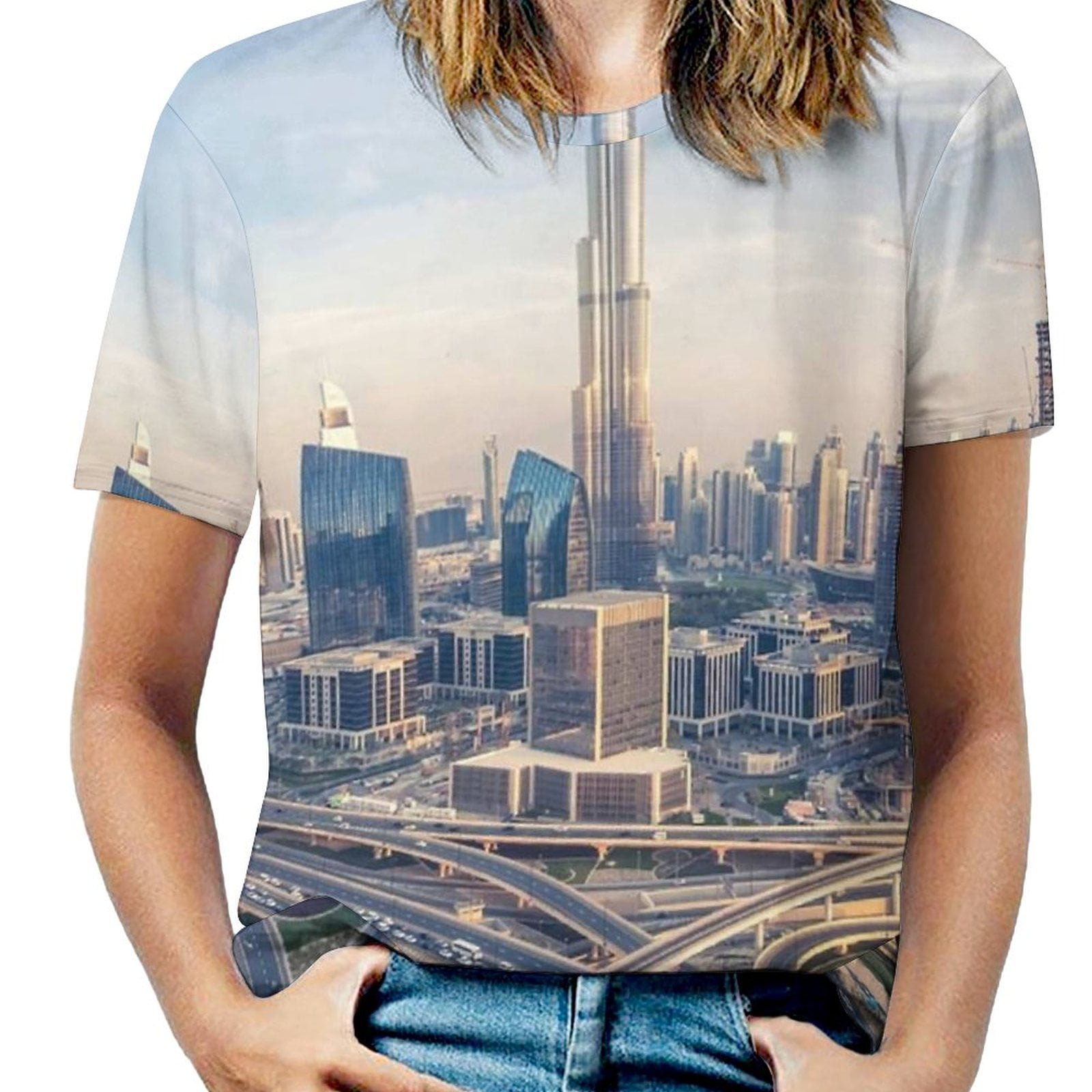 Uae Khalifa Tower Dubai City Women Zipper Sexy Printed Vintage T Shirts ...
