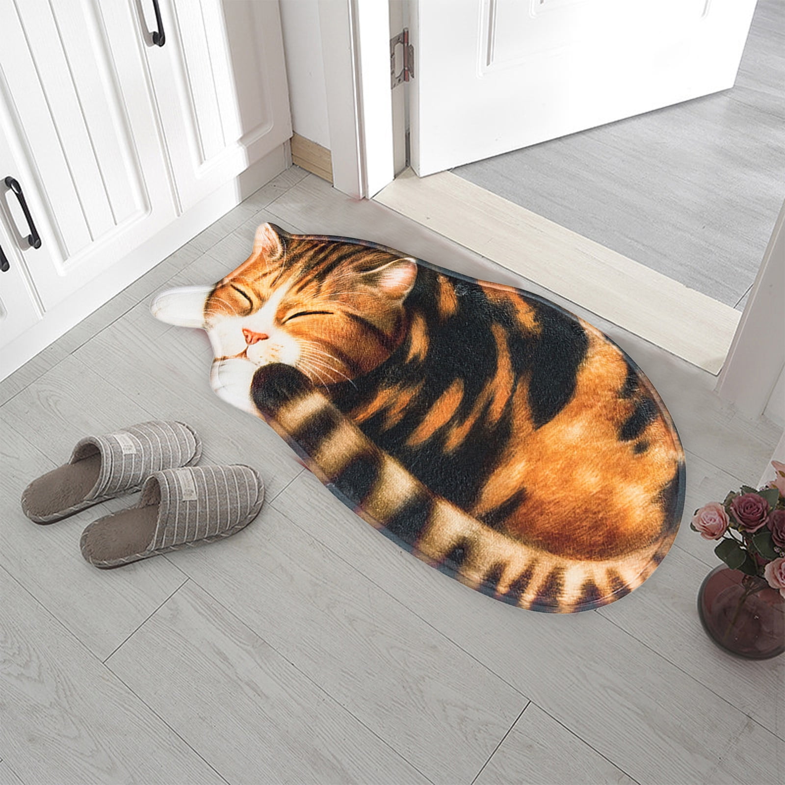 Uandlove Bath Mats For Bathroom,3D Cat Theme Series Rugs Fade Resistant Flannel Rugs,Bathroom ...