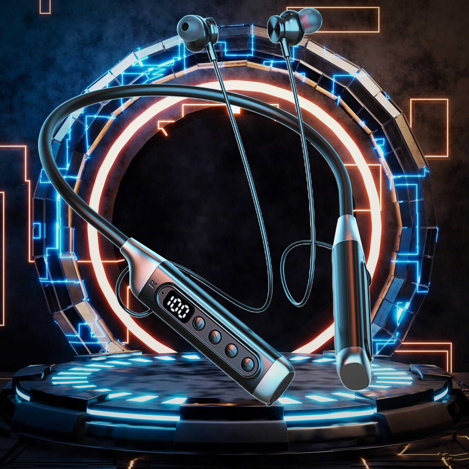 Uandlove Bluetooth Headphones for Kids Neck Mounted LED Digital Display ...