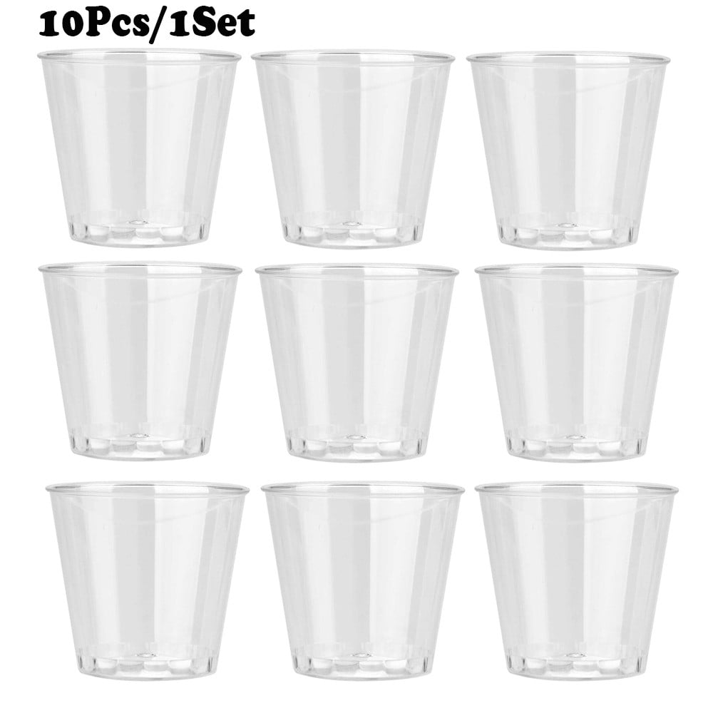 Uanit 10 Pack Clear Plastic Shot Glasses Gold Glitter - Sturdy ...