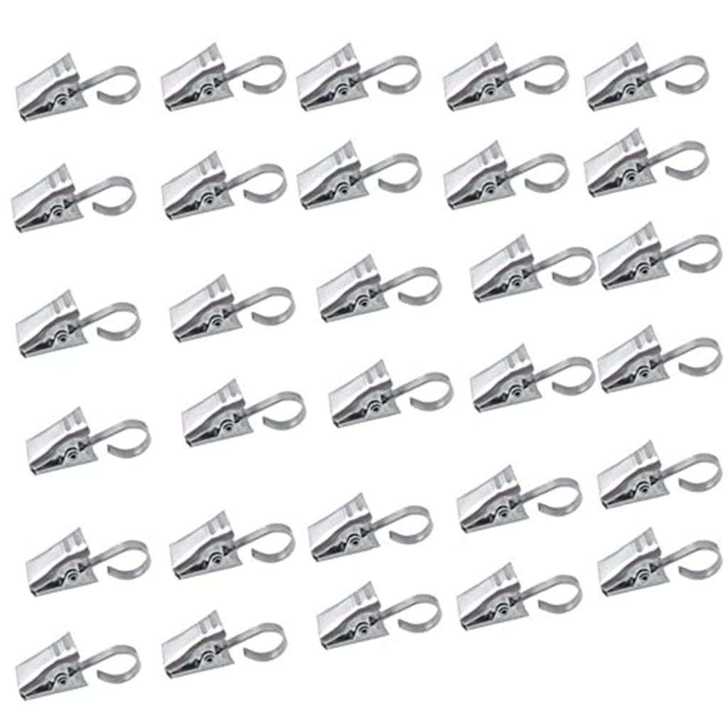 Uanit 100 Pc Curtain Stainless Steel Small Clip Hook Large Clamp Shower ...