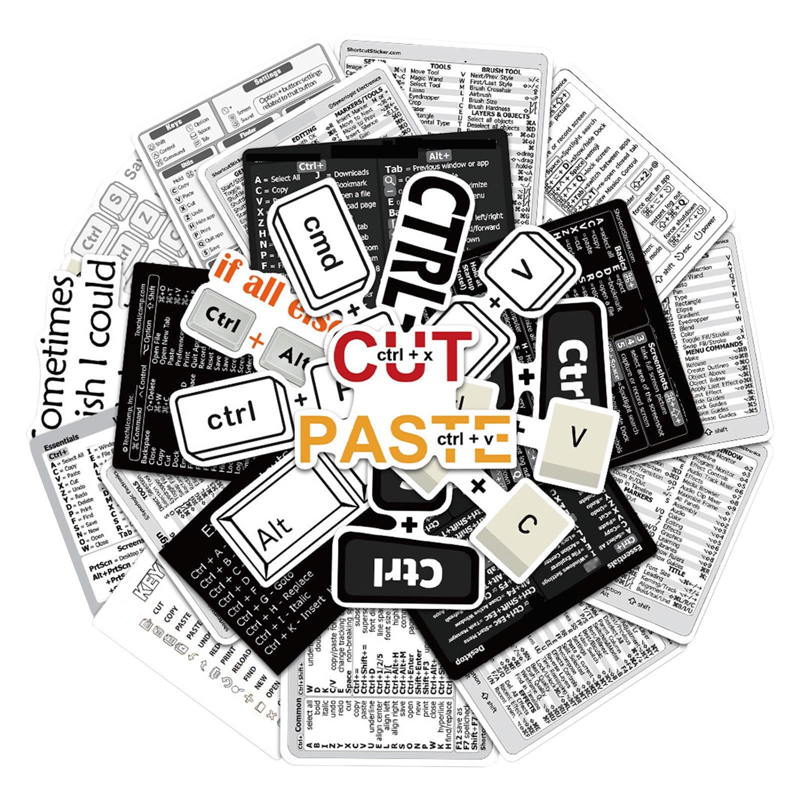 Uanit 30 Keyboard Shortcut Stickers Computer Keys Excelor Word Diy ...
