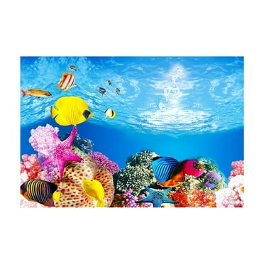 3D Underwater World Aquarium Background PVC Adhesive Sticker Poster ...