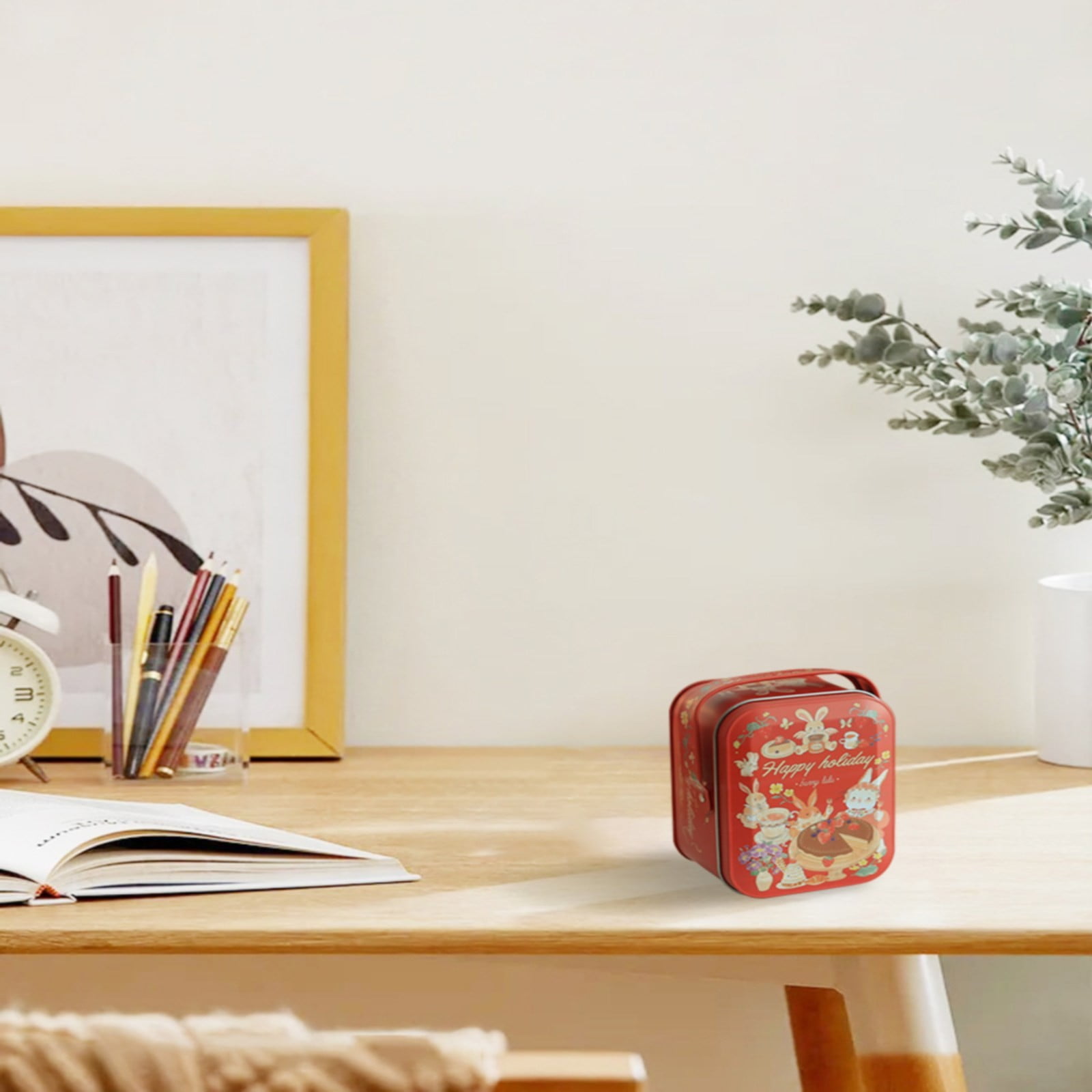 Uanit Biscuits Metal Tin Handheld Tin Box Cookie Can Rabbit Pattern ...