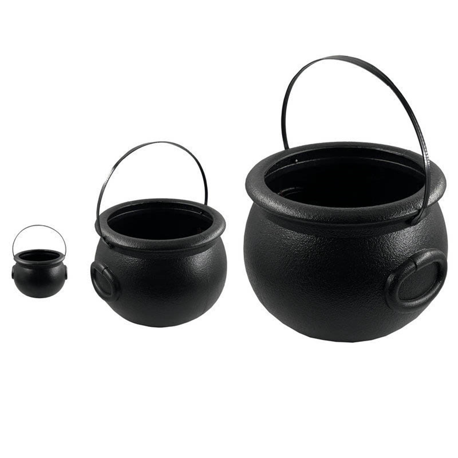 Uanit Black Cauldron Kettle Halloween Candy Bowl, Large Witch Cauldron ...