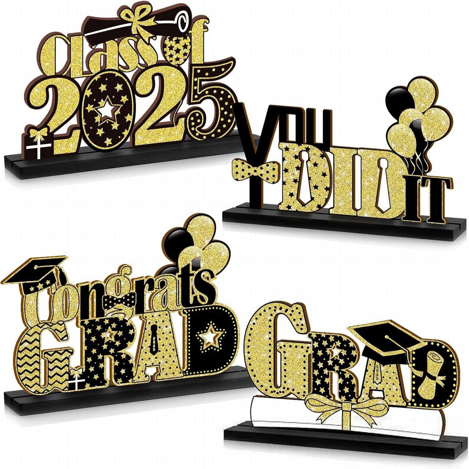 Uanit Black and Gold Graduation Decorations Class of 2025 Congrats Grad ...