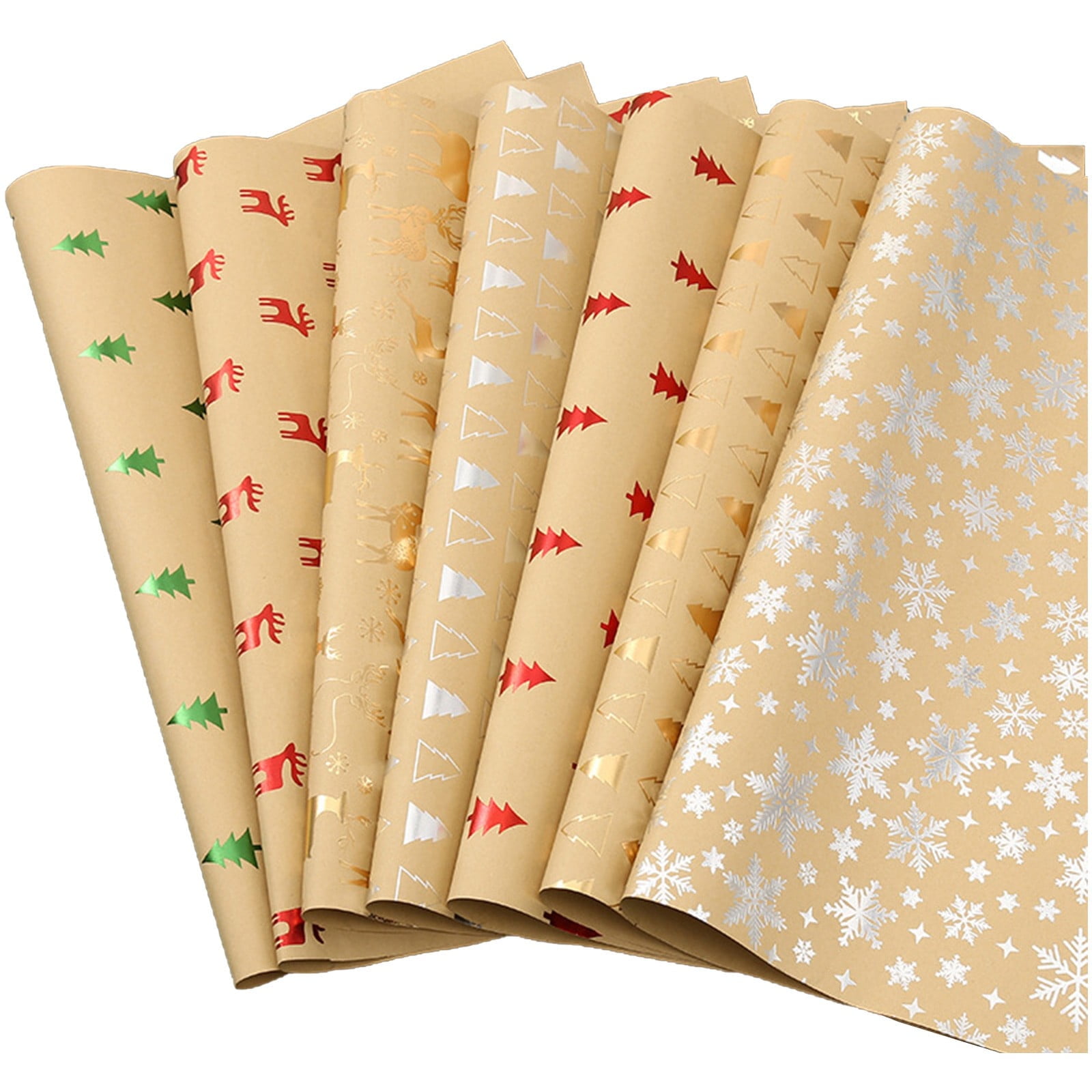 Uanit Christmas Gift Wrapping Paper Gold Kraft Paper Flowers Bouquet ...
