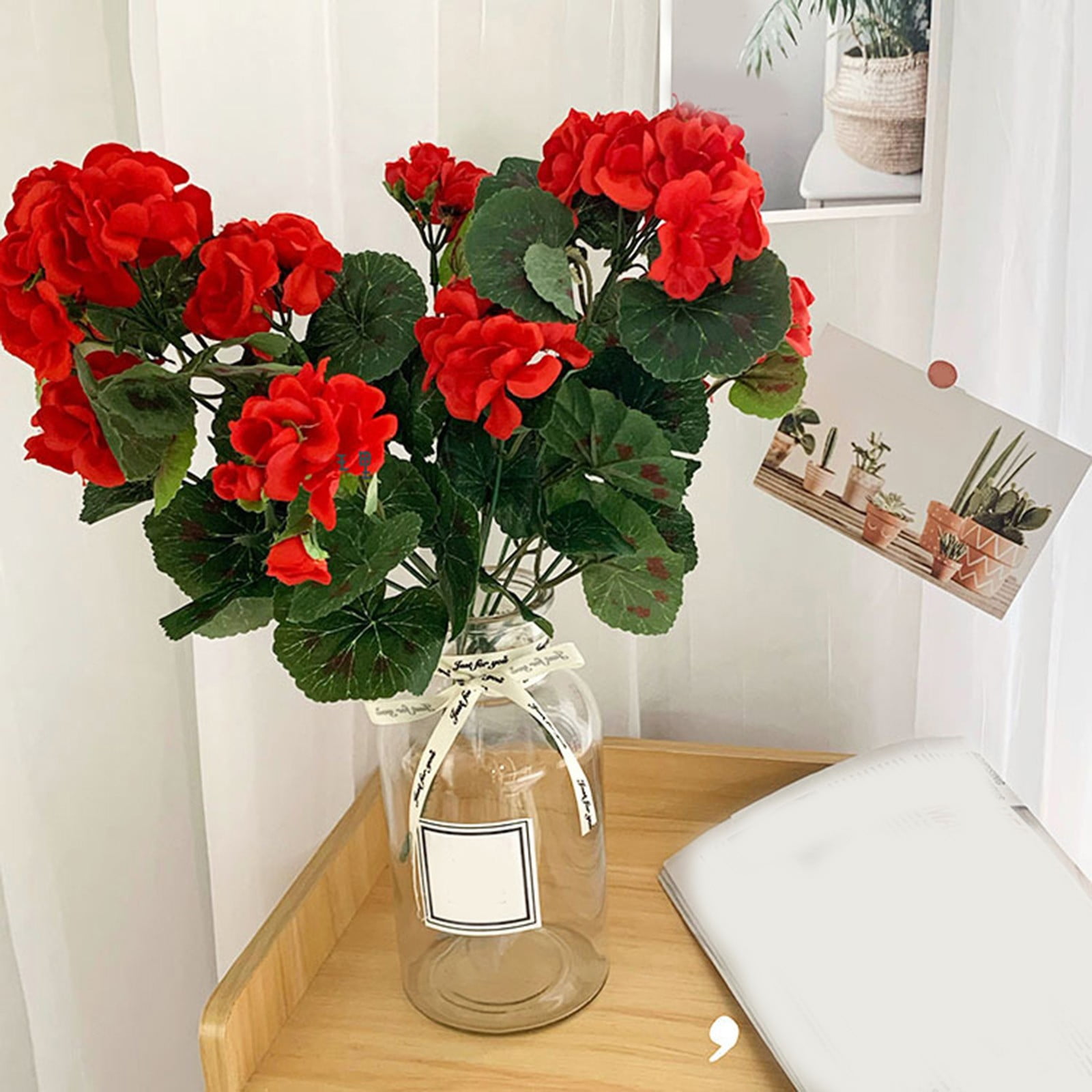 Uanit Clearance Artificial Geranium Flowers Realistic Faux Silk Design ...