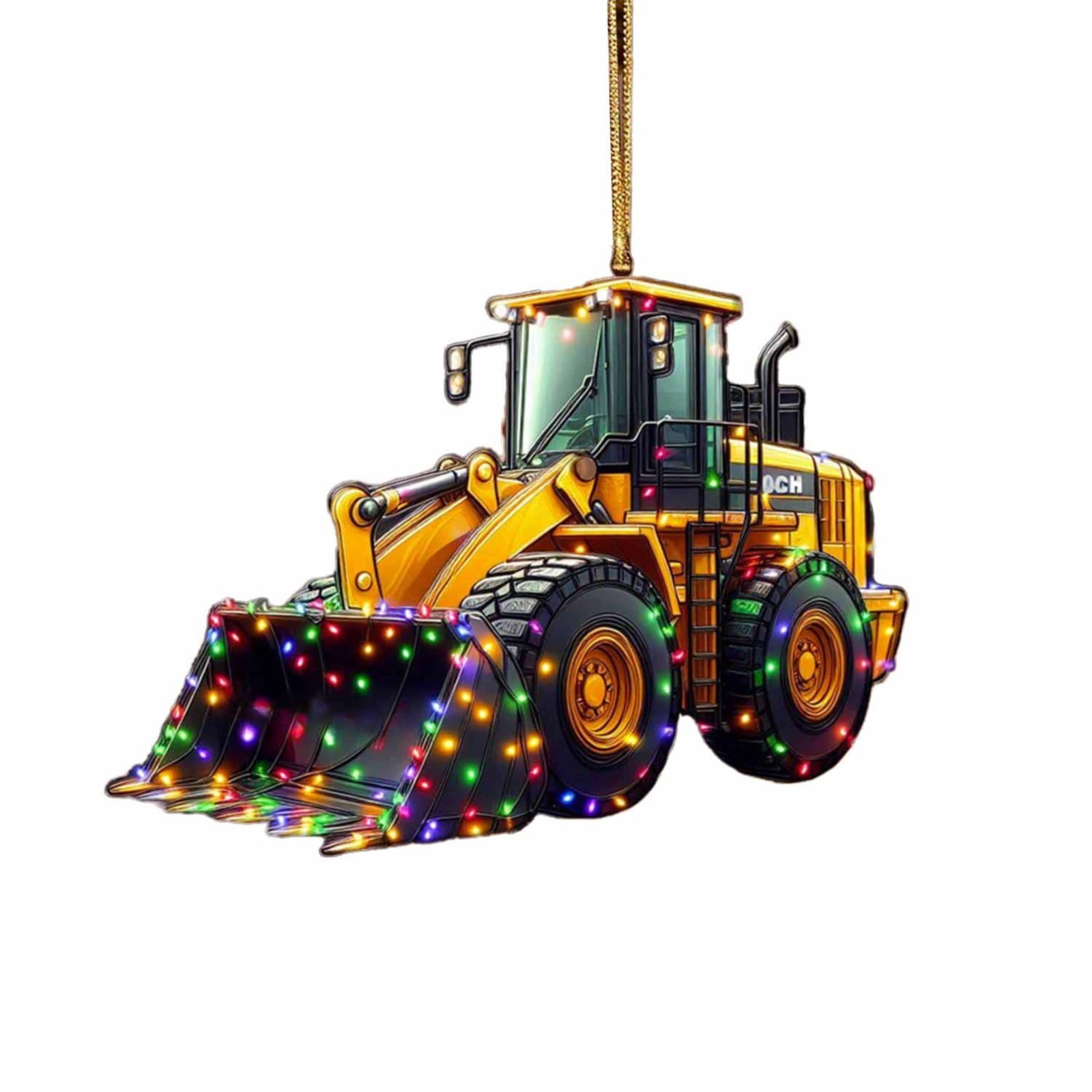 Uanit Construction Vehicle Christmas Ornament Santa Driving Acrylic ...