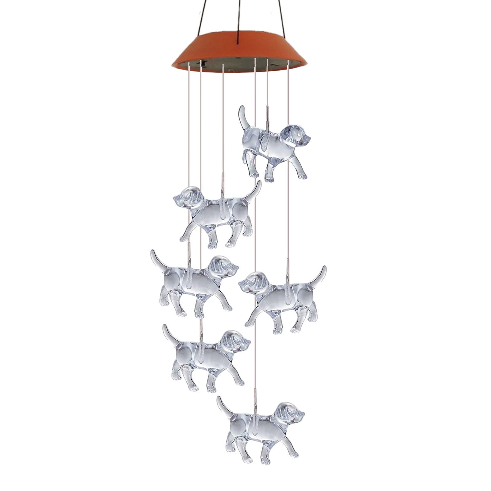 Uanit Cute Dog Solar Wind Chimes for Outside, 6 LED Tubes Color ...