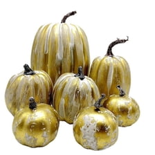 Way To Celebrate Harvest Orange Flocked Pumpkins Set of 2 Elegant Fall ...