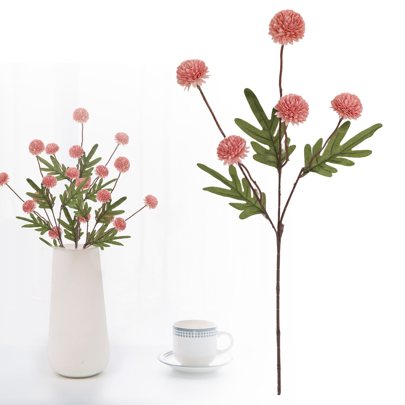 Uanit Faux Silk Pompon Mum Artificial Flowers, Fake Mini Chrysanthemums ...