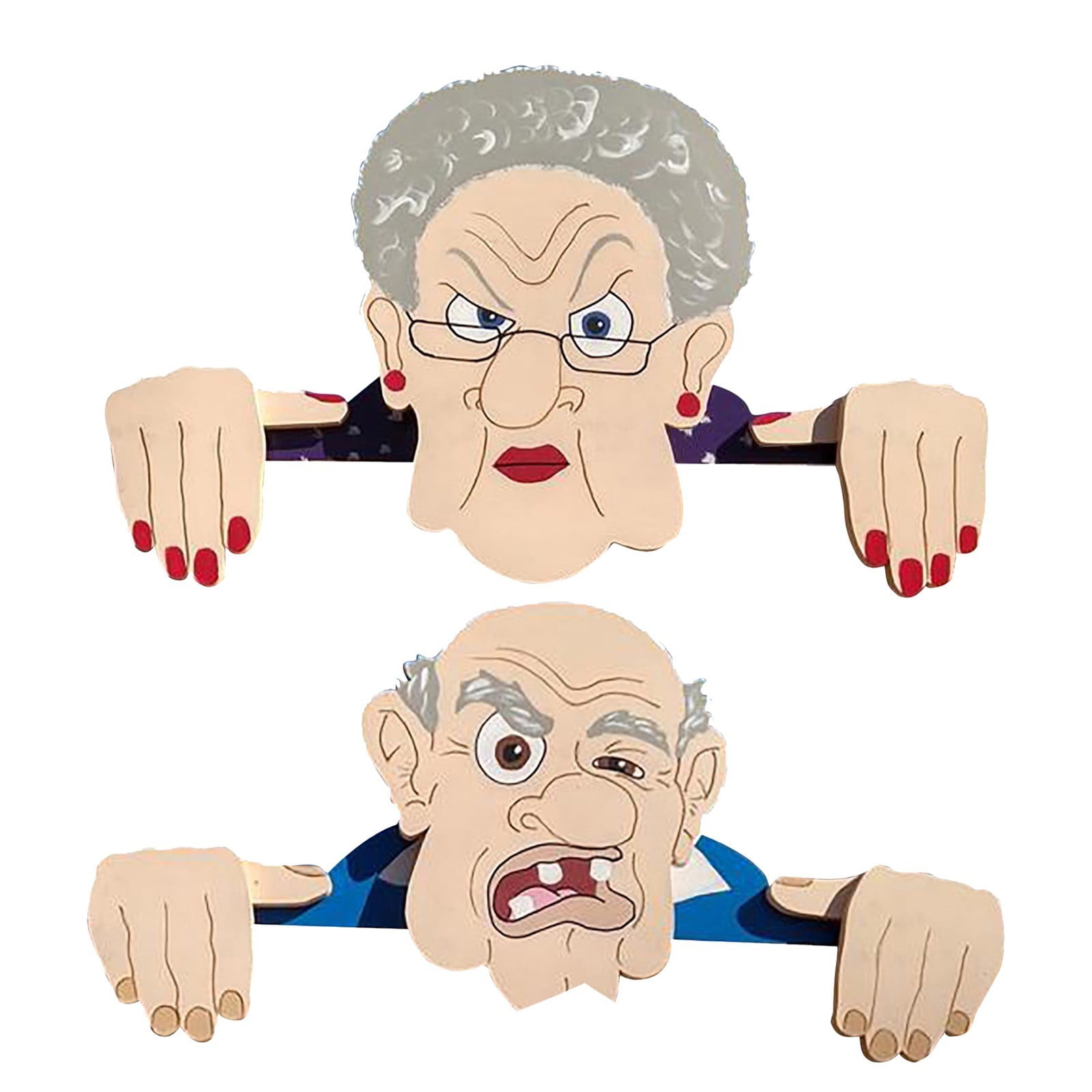 Uanit Fence Decoration Grumpy Old Man and Lady Garden Yard Illustration ...