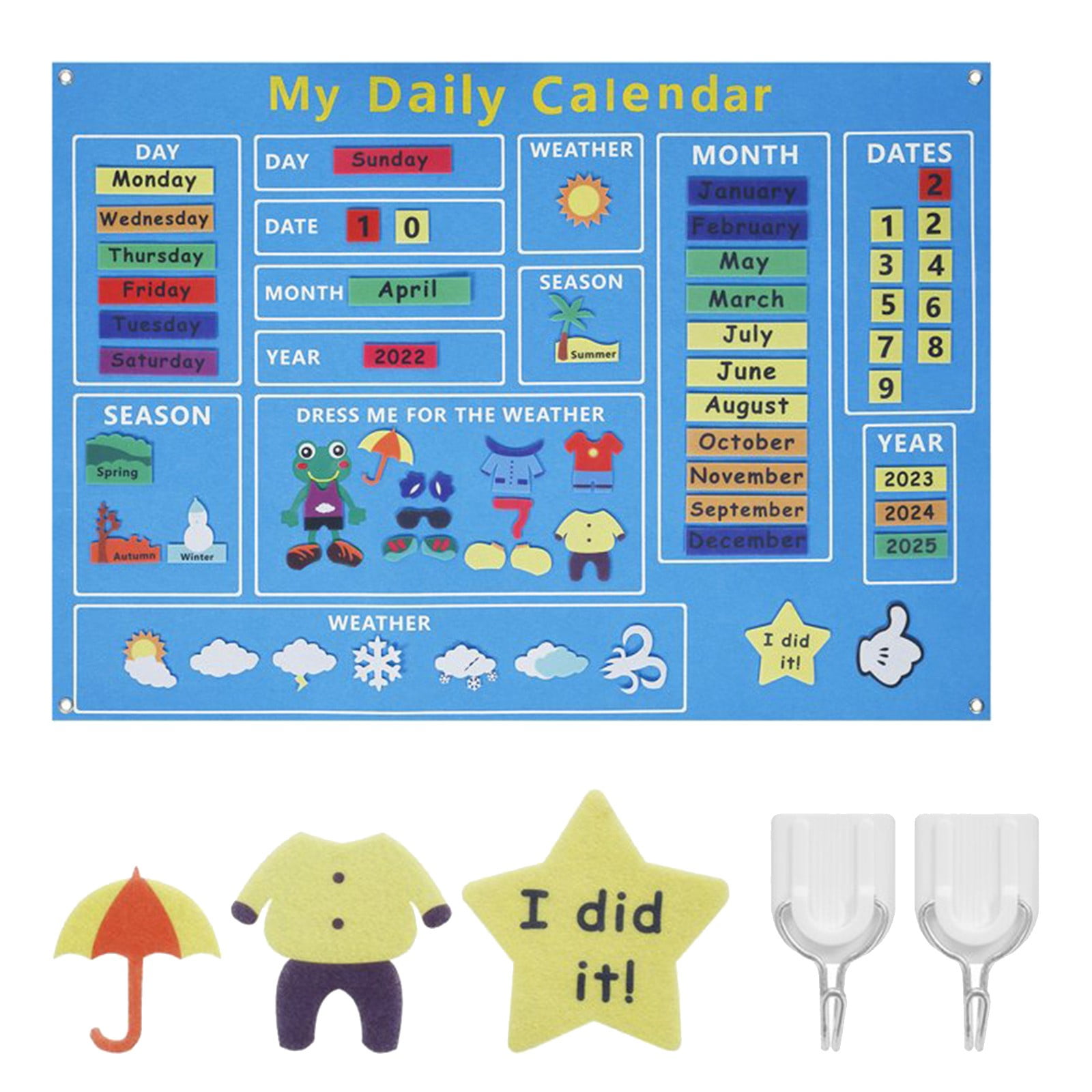 Uanit My First Daily Calendar Felt-Board for Kids All About Today Funky ...