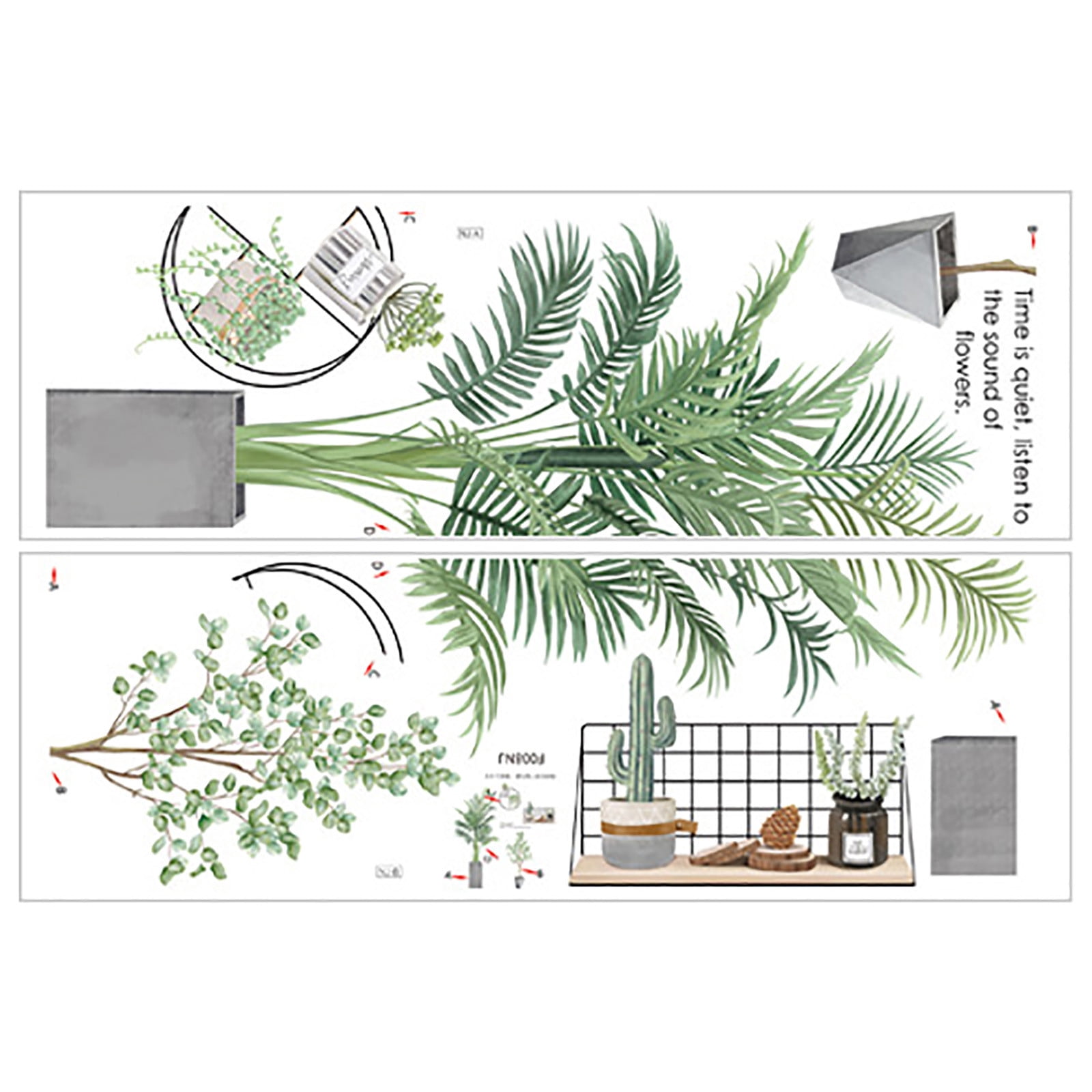 Uanit Green Leaves Wall Decoration Moisture Proof Stickers Tropical ...