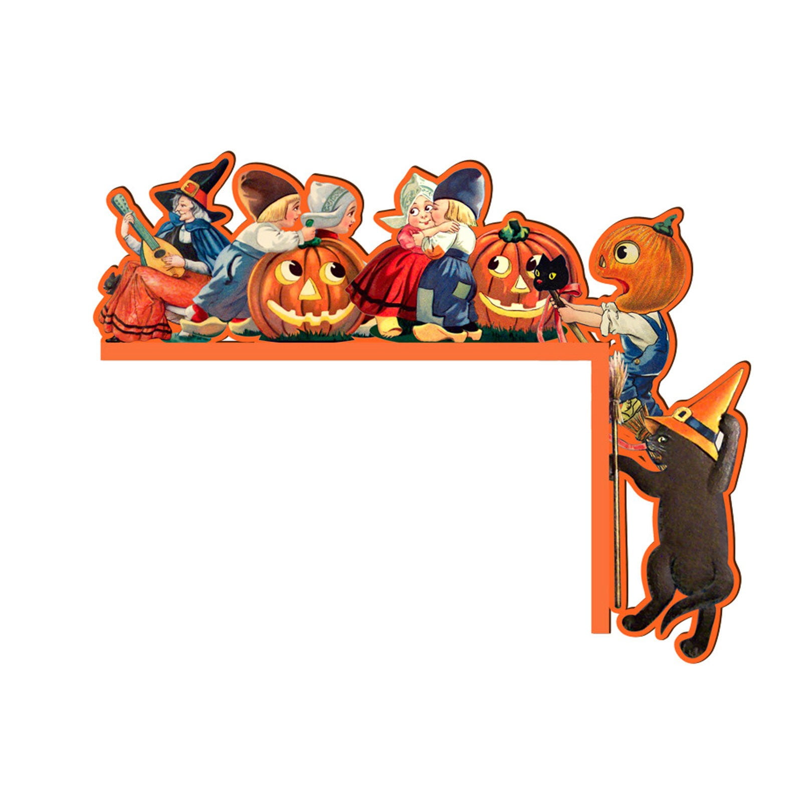 Uanit Halloween Door Corner Stickers Pumpkin Witch Retro Wooden ...