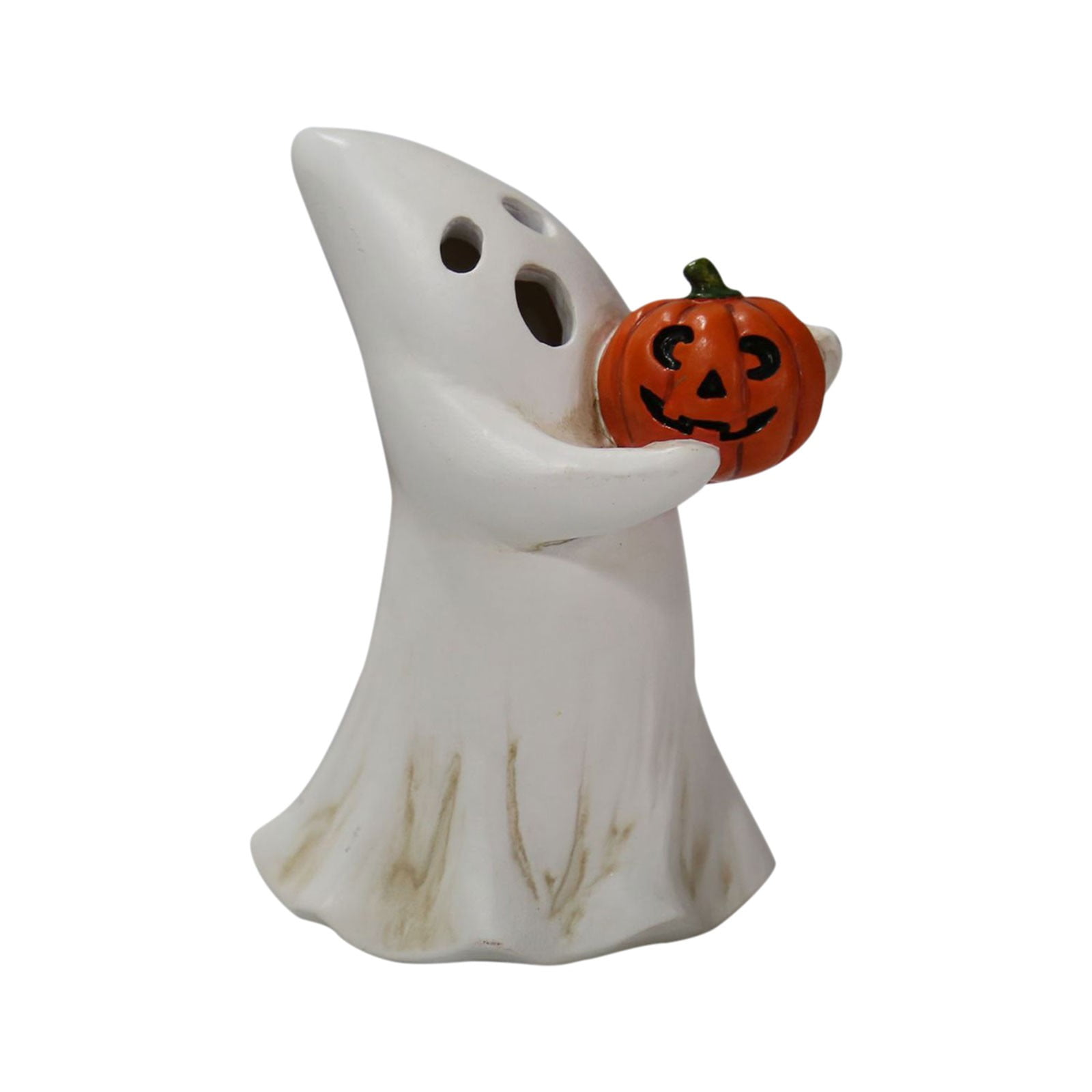 Uanit Halloween Ghost Pumpkin Figurines Rustic LED Light up Resin Ghost ...